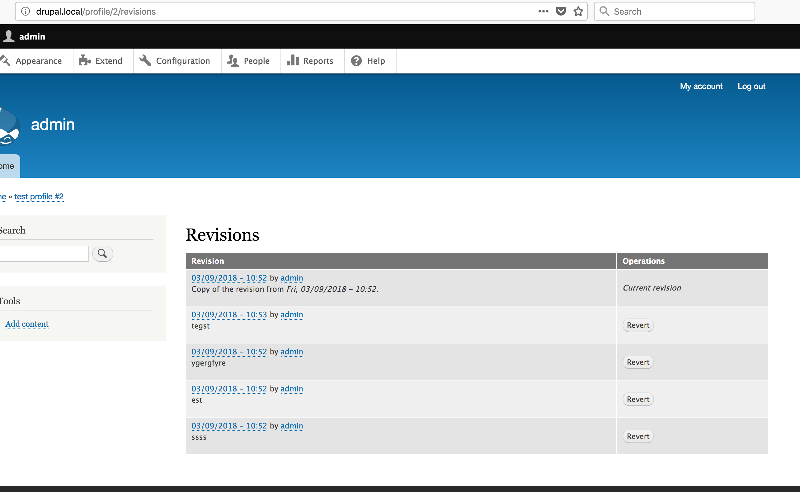 Create the revision UI for profiles [#2599014] | Drupal.org